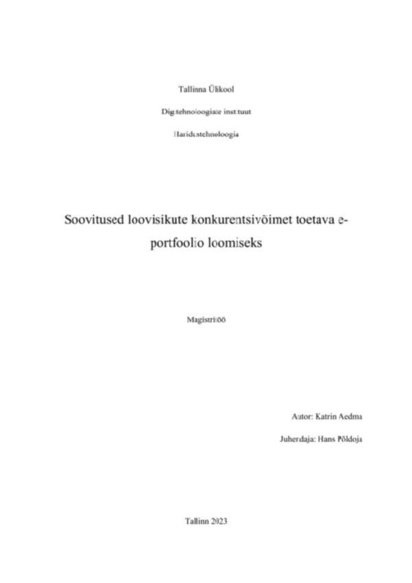 Soovitused loovisikute konkurentsivõimet toetava e-portfoolio loomiseks ...