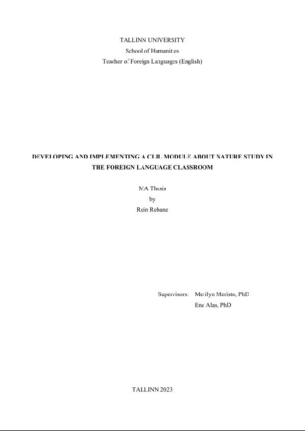 Developing and implementing a CLIL module about nature study in the ...