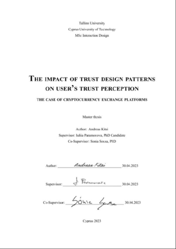 The Impact of Trust Design Patterns on User’s Trust Perception. The ...