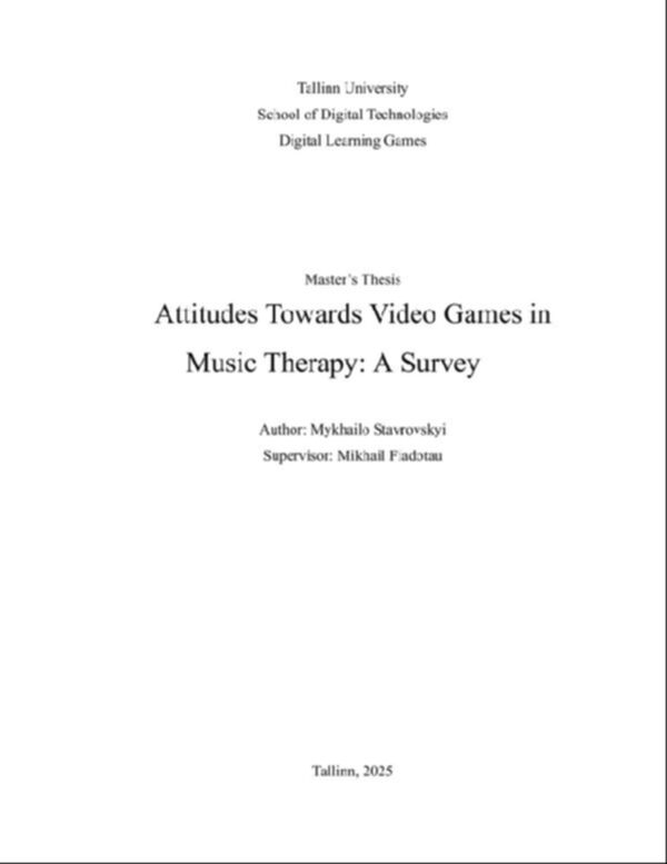 Attitudes Towards Video Games in Music Therapy: A Survey | ETERA