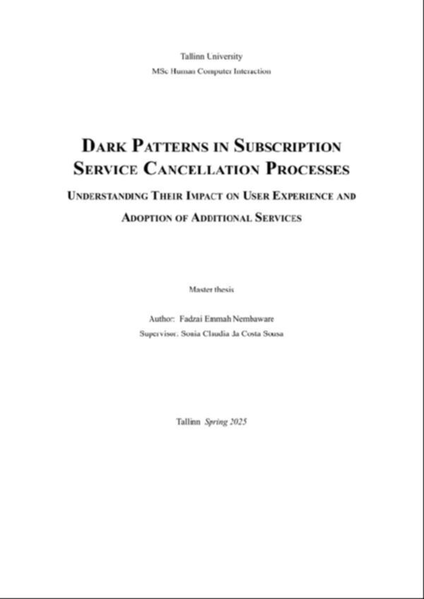 Dark Patterns in Subscription Service Cancellation Processes ...