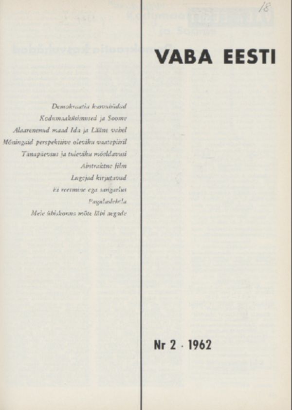 Vaba Eesti 1962, nr.2 | ETERA