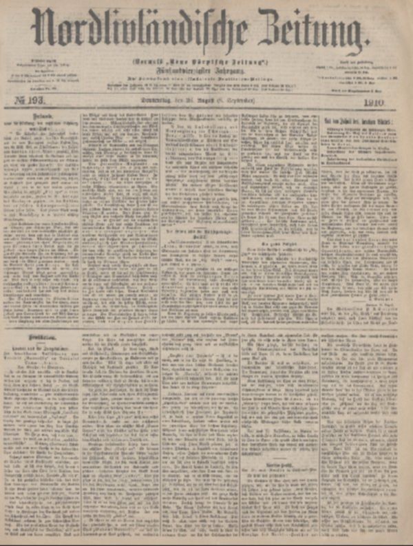 Nordlivländische Zeitung | ETERA